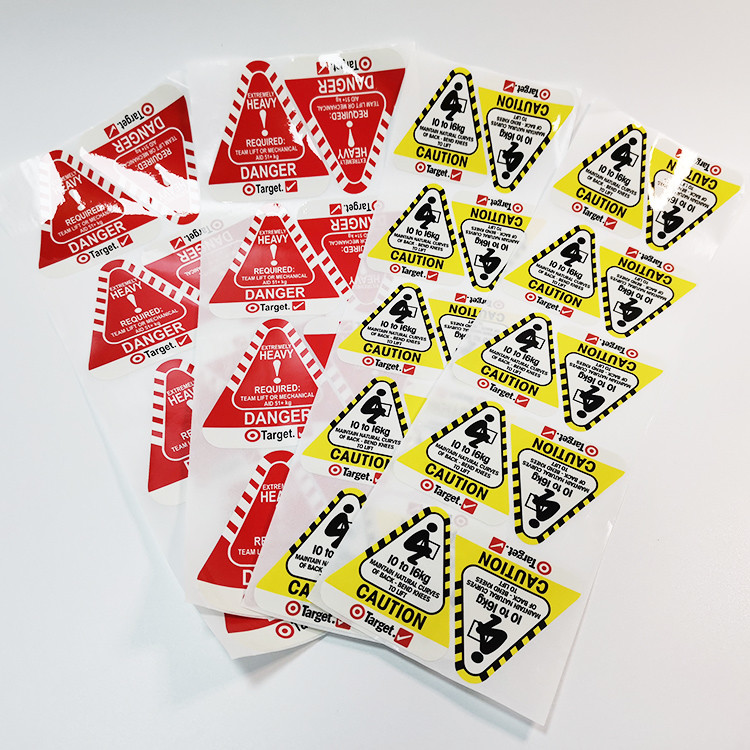 Glossy Warning Label Stickers PVC CMYK Adhesive Waterproof Paper Vinyl
