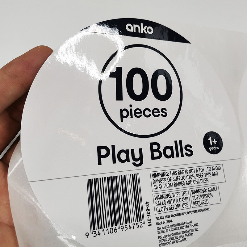 BOPP Packaging Label Stickers Synthetic CMYK Round Removable Sticker Paper